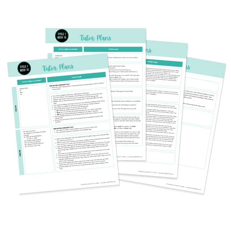 Cycle 1 Week 15 Tutor Plans for Classical Homeschooling - Devoted to ...