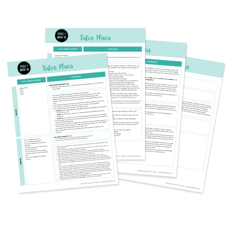 Cycle 1 Week 18 Tutor Plans for Classical Homeschooling - Devoted to ...