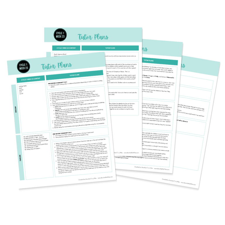 Cycle 1 Week 23 Tutor Plans for Classical Homeschooling - Devoted to ...